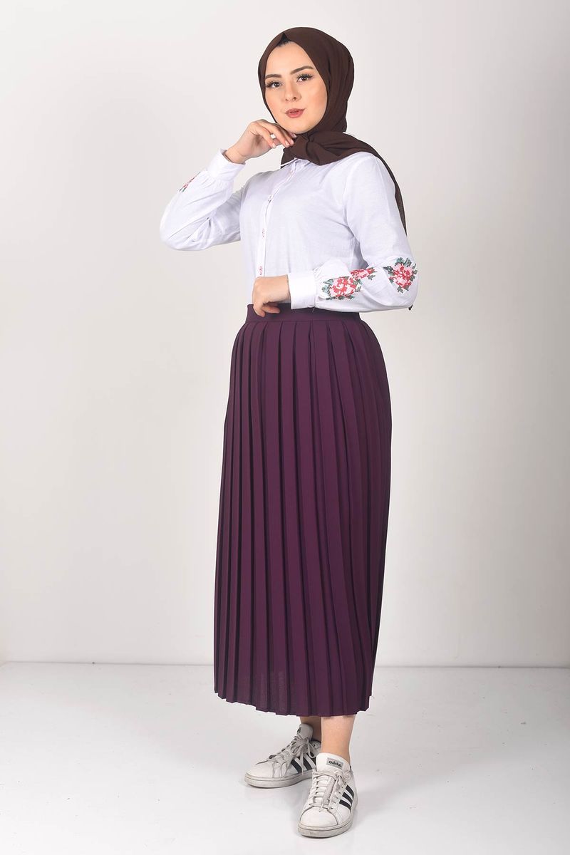 Pleated Hijab Skirt Tsd0068 Plum